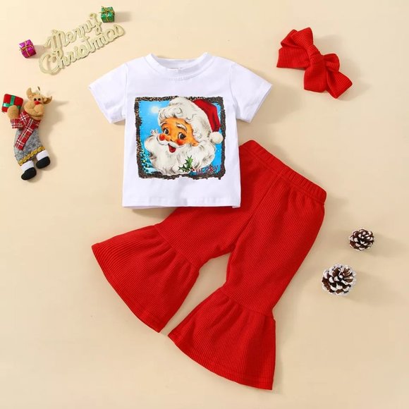 Matching Sets | Christmas Santa Girls Bell Bottoms Outfit Set | Poshmark